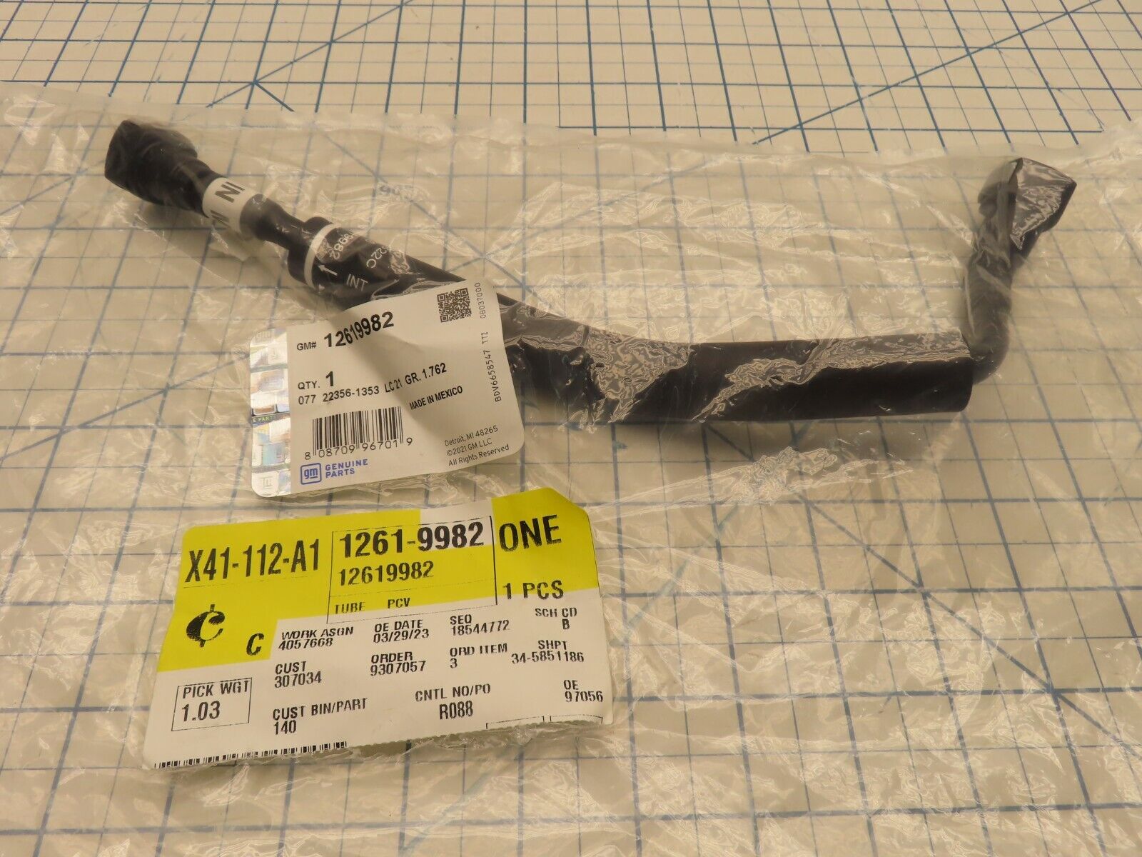 GM 12619982 PCV Positive Crankcase Ventilation Hose Tube Factory Seale ...