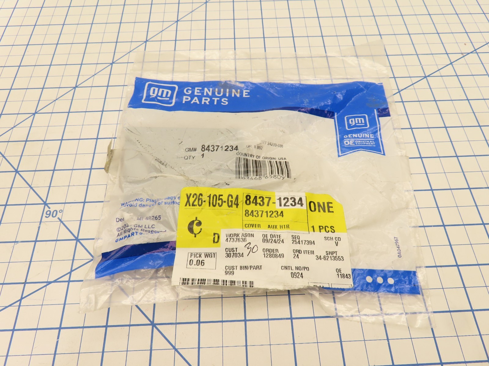 GM 84371234 Lower Bumper Heater Wire Cover Black Factory Sealed ...