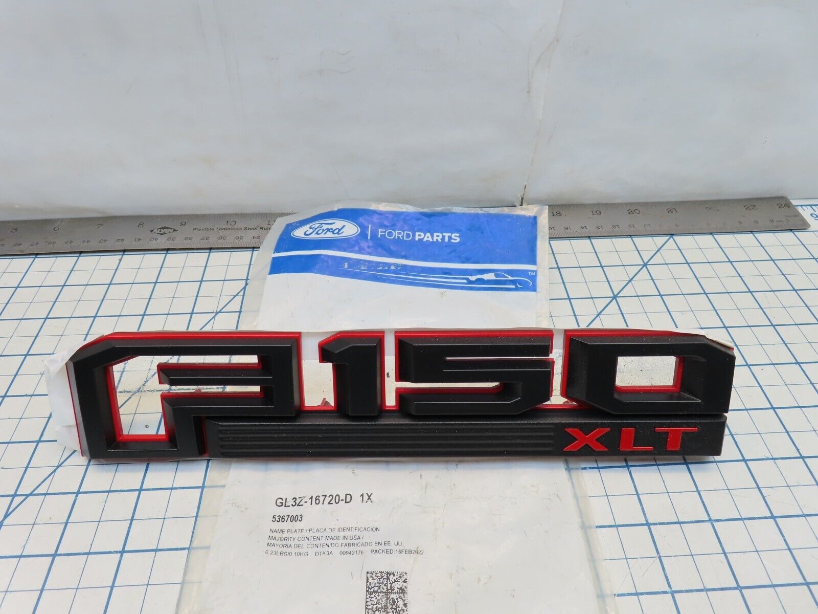 Ford GL3Z-16720-D Emblem Name Plate F-150 XLT Black and Red ...